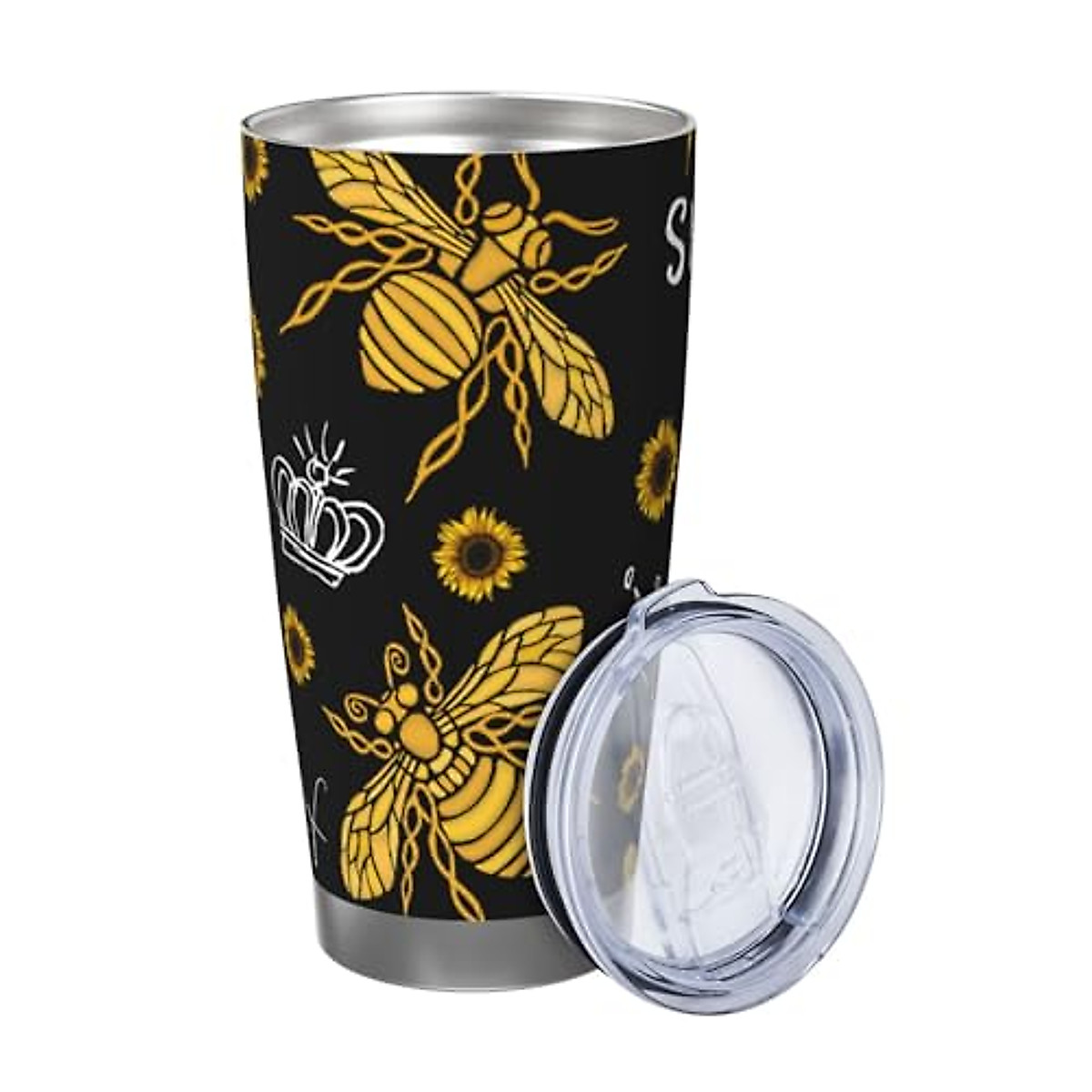 AYCZN Sweet Honey Bee 20 OZ Tumbler Stainless Steel Travel Coffee Mug, Sunflower Bee Insulated Water Bottle with Lid and 2 StrawsLeakproof Thermal Cup