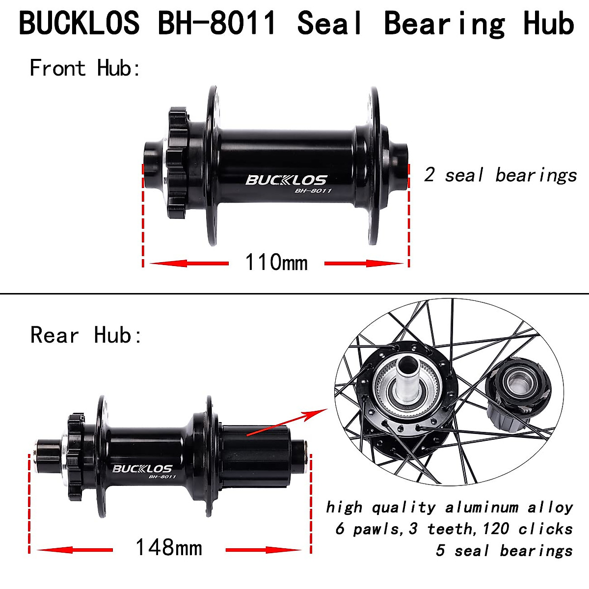 BUCKLOS 29 inch Thru Axle Boost MTB Wheelset, Front 15 * 110mm Rear 12 * 148mm Disc Brake Mountain Bike Wheel,29 inch Electric Mountain Bike Air Suspension Inverted Downhill Fork.