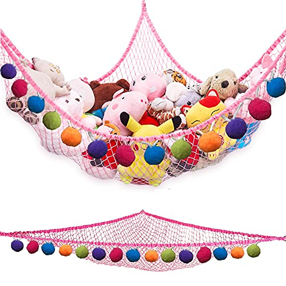 CanJoo Stuffed Animal Net, Stuffed Animal Hammock Wall Hanging Mesh Toy Net Hammock for Stuffed Animals Stuff Animal Toy Storage Organizer Net Plush Toy Corner Net Holder for Kids' Play Room Bedroom