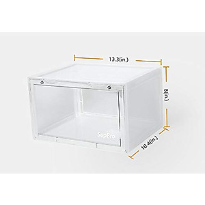 SupBro Collection Crate - Easy Access Storage Shoes Box -Plastic Foldable Stackable Sneaker Display Storage with Clear Side Open Door Organizer-8 Pack(Transparent)