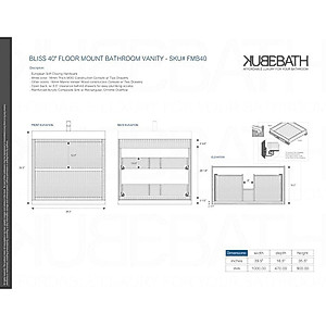 Bliss 40″ Black Floor Mount Modern Bathroom Vanity