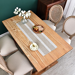 Farmhouse Braided Striped Table Runner Rustic Embroidery Coffee Table Runners for Decorations Weddings Holiday Brown 13x36inch