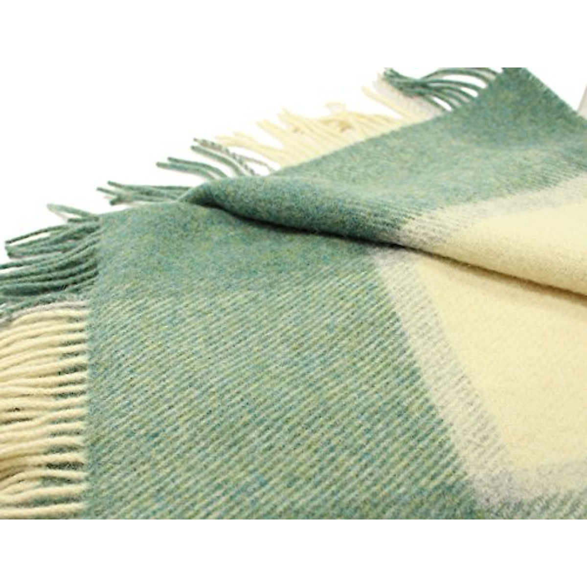 Biddy Murphy, Genuine Irish 100% Wool Plaid Blankets, Soft & Warm Lambswool Knee Throw/Toss Size 54" x 45" Inches, Imported from Ireland, Green/White