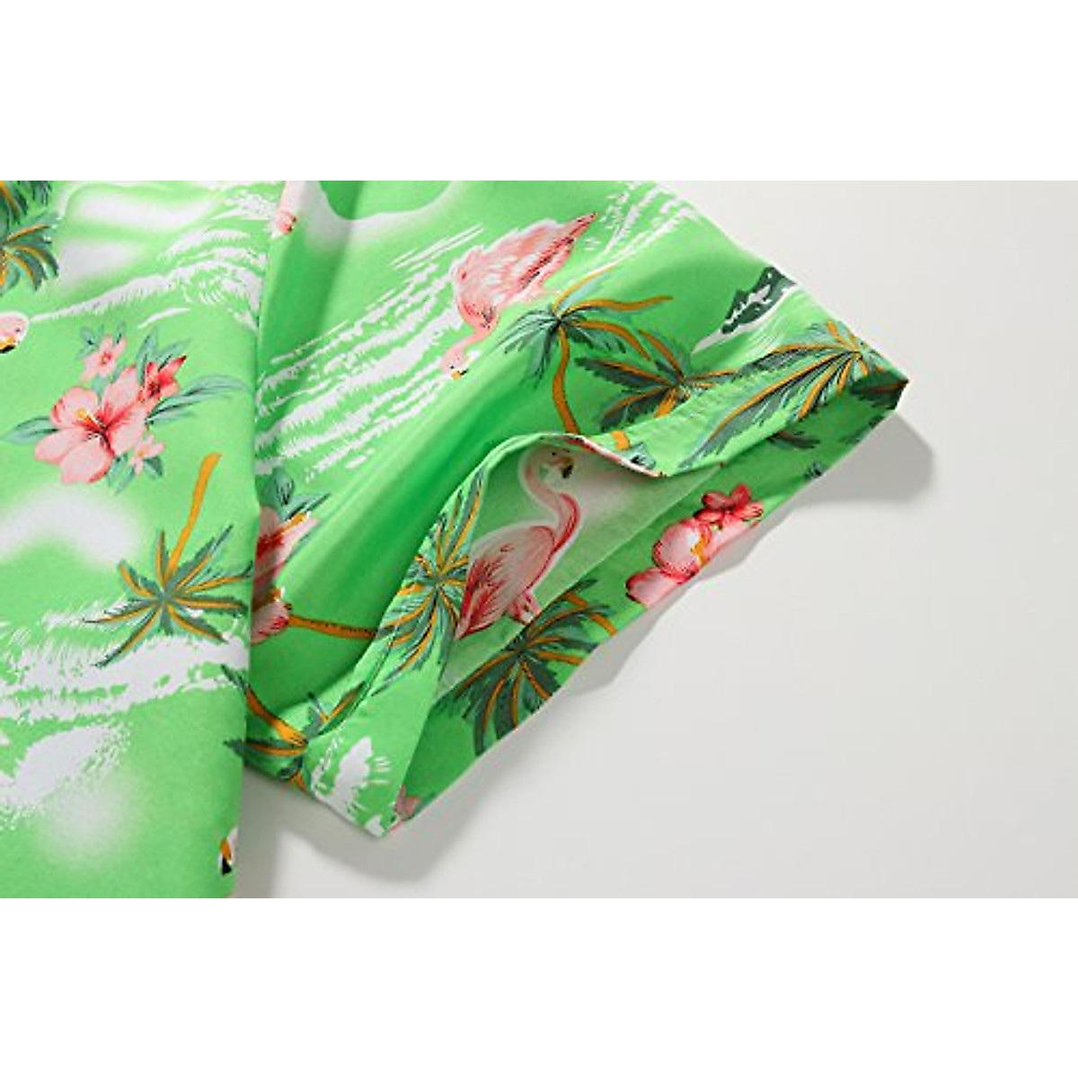 SSLR Mens Hawaiian Shirt Flamingos Casual Short Sleeve Button Down Shirts Aloha Shirt (X-Large, Light Green)