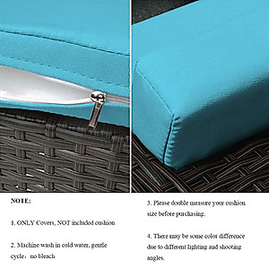 VAKADO Outdoor Patio Furniture Chair Cushion Replacement Covers Set of 4 Waterproof Decorative Cushion Cases Decor for Bench Garden Porch Couch Tent(Turquoise, 24"X24"X4")