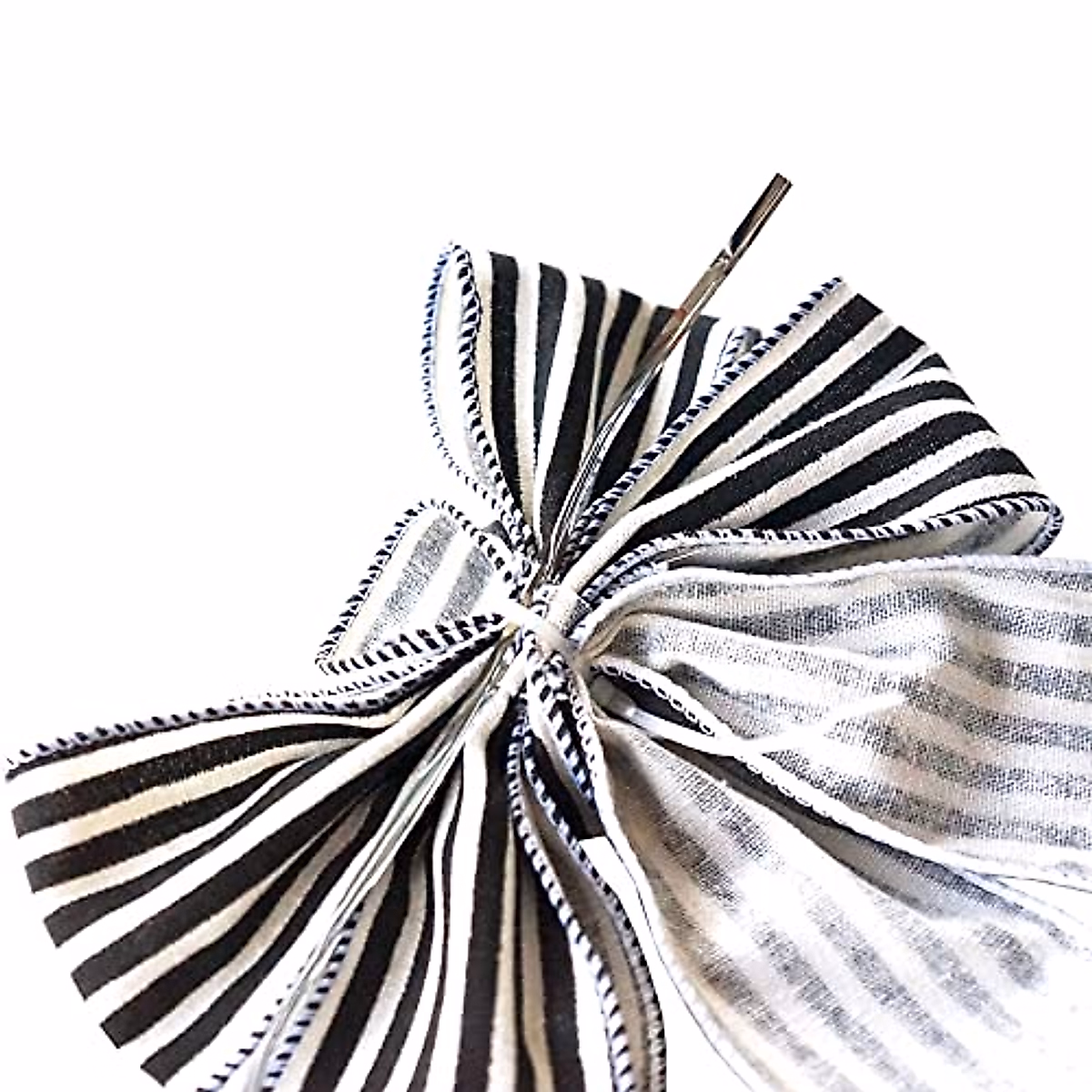 Cintago 6pcs Black and White Striped Bows for Wreath,8x12.5 Inches,Ticking Christmas Bows,Gift Bows,Holiday Bows for Craft