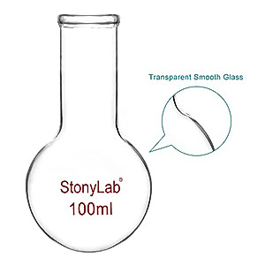 StonyLab Glass 100 ml Long Neck Round Bottom Flask, Borosilicate Glass Heavy Wall Round Bottom Boiling Flask RBF with Long Neck, 100ml