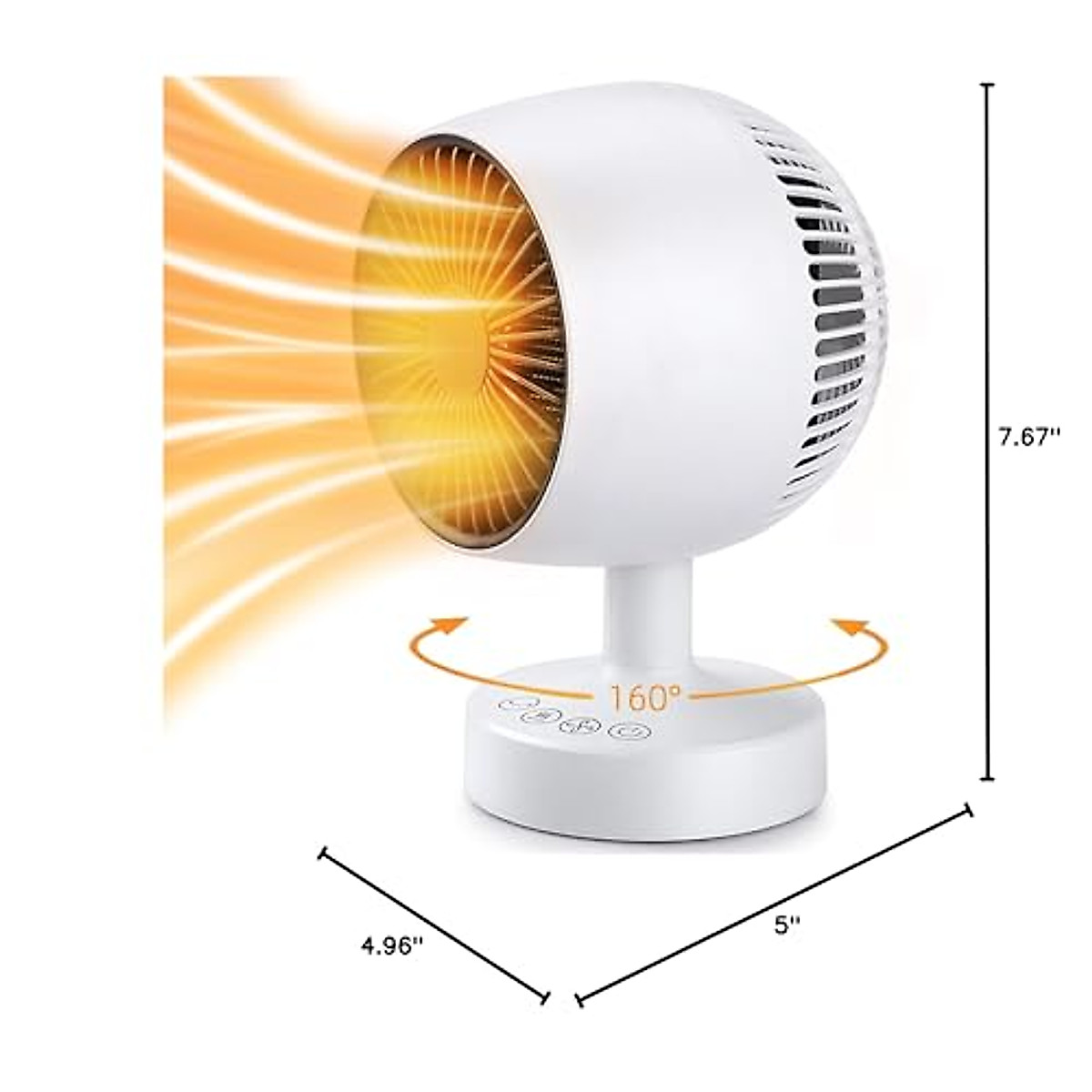 LIEWET Space Heater,Small Space Heater,1200W Desk Heater for Office,160° Lateral Auto Oscillating,3 Gears Adjustable,PTC Ceramic Heating,Tip-over & Overheat Protection,Fast Heating,Cold And Hot Air