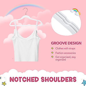 HOUSE DAY Velvet Kids Hangers 60 Pack, Premium Childrens Hangers for Closet, Ultra Thin Cute Hangers Kids Clothes Hanger, Non Slip Kids Felt Hangers 14 Inch, Small Hangers for Kids Clothes, White