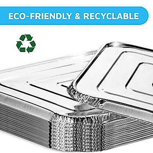 MontoPack Half-Size Aluminium Foil Lids | [50 Pack] | Perfect Fit for 9x13 Roasting Pans | Premium Quality for Baking & Catering | Disposable Food Prep Containers Lids
