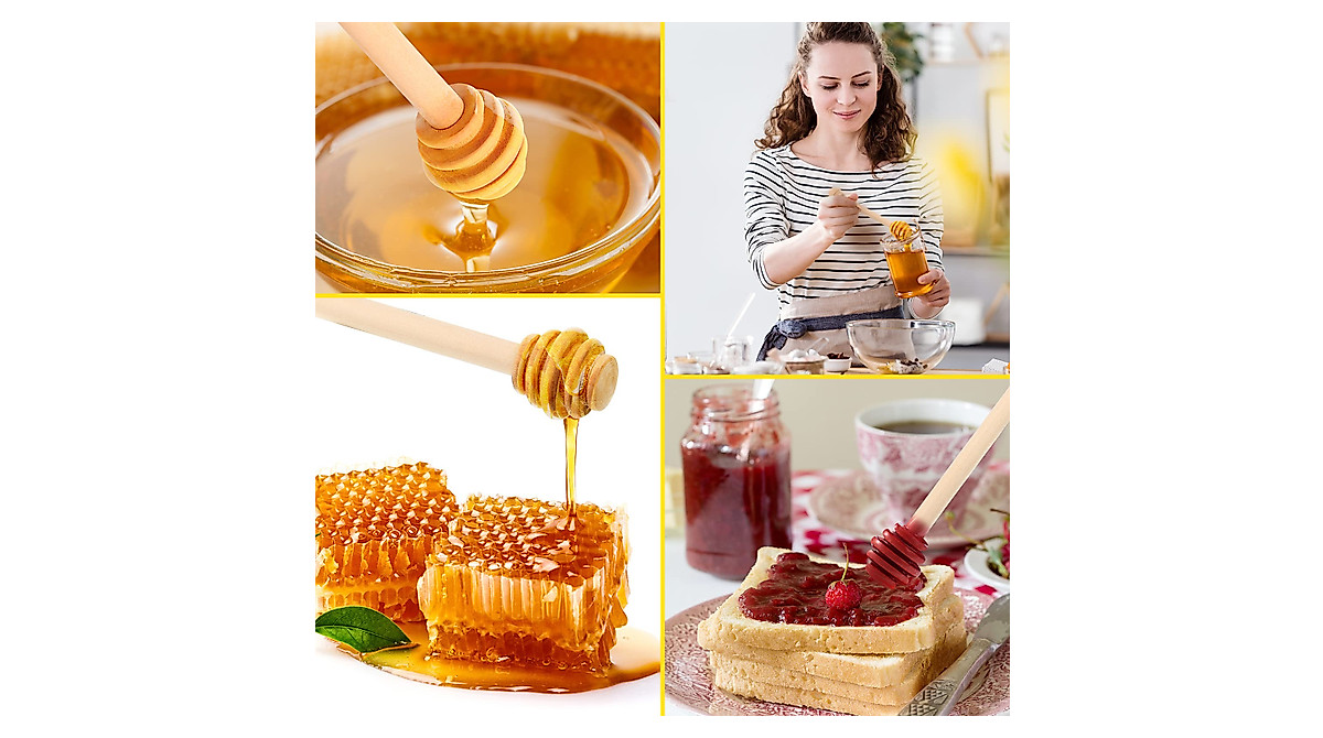 Shappy 96 Pcs Wood Honey Dipper Set for DIY Gifts