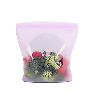 Jovilife Reusable Silicone Storage Bag Double Sealed Leakproof Food Storage Bag BPA Free 1700ml Silicone Food Storage Container Microwave and Dishwasher Safe(PURPLE)