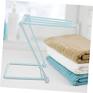 MAGICLULU Hand Towel Holder, Foldable Bathroom Towel Racks, Countertop Towel Stand, Z-Shape Towel Holder for Kitchen Bath Cloth Paper Roll Dishcloth Tower Bar Blue