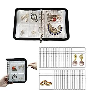 IKJNMLP Transparent Travel Earring Jewelry Bracelet Necklace Organizer Storage Book with Pockets - Large Clear Foldable Jewelry Organizer Bag Pouch Earring Stud Organizer Binder