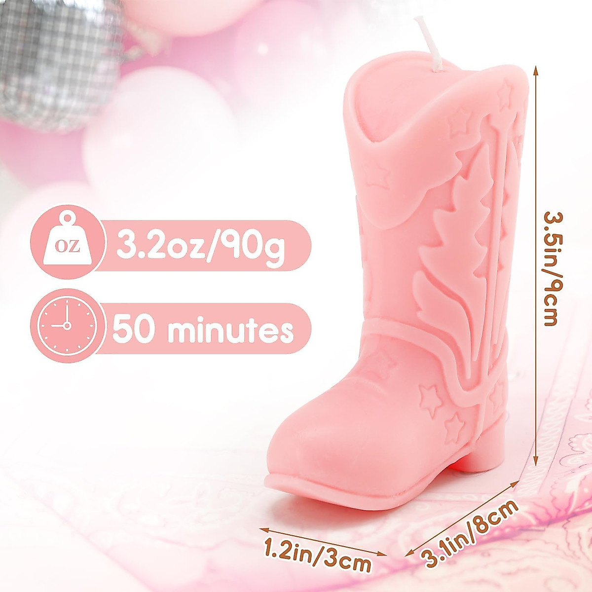 Tuitessine Cowgirl Gifts Cowboy Boot Candle Decorative Novelty Candles Natural Soy Wax Lavender Scented Cute Western Home Bedroom Decor Pink Birthday Women Girlfriend Sister Presents 2PCS