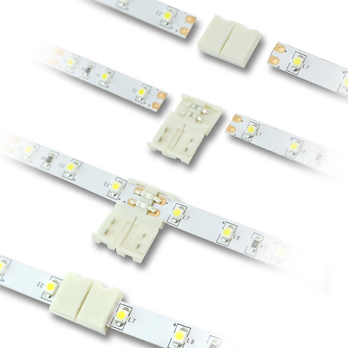 HitLights LED Light Strip Connector, 8mm Single Color 3528 - Gapless Strip to Strip, 10 Pack