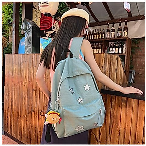 ZHSteveG Cute Backpack Star Large Capacity Kawaii Aesthetic Backpack Cute Mochilas Daypacks (green)