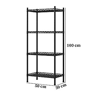 4-Shelf Adjustable Shelves Metal Storage Rack Adjustable Metal Storage Shelving Heavy Duty Storage Shelving (Black)