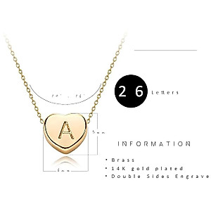 Tiny Gold Initial Heart Necklace-14K Gold Plated Handmade Dainty Letter Heart Necklace for Women Necklace Jewelry