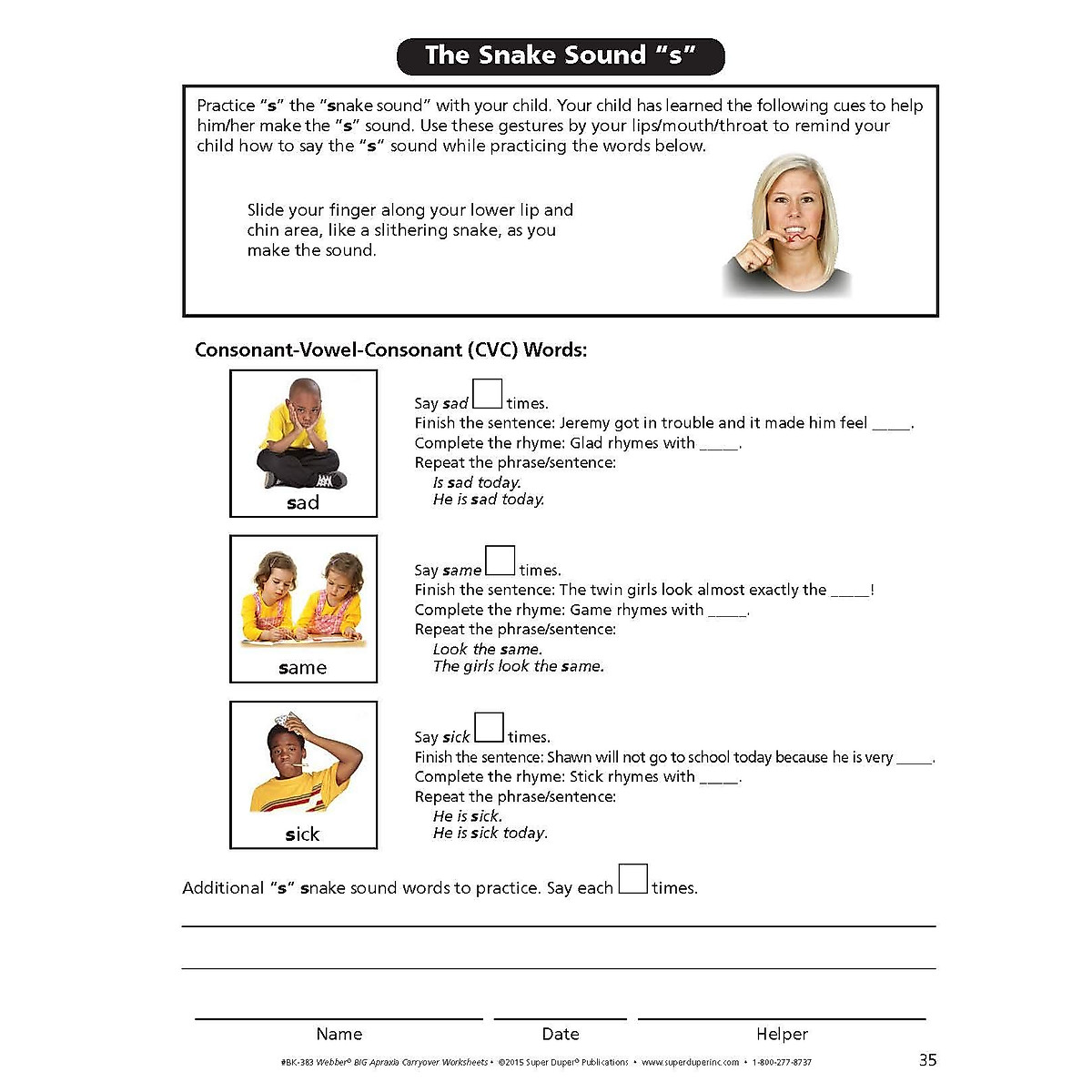 Super Duper Publications | Webber® Big Apraxia Carryover Worksheets | Educational Resource for Children