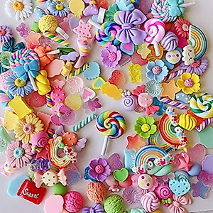 200 Pcs Charms Cute Set, Mixed Resin Charms Bulk Set Ornament Scrapbooking (200)