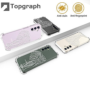 Topgraph Compatible with Samsung Galaxy S23 Plus Case Cute Clear for Women Girls, S23+ Designer Transparent Phone Cover Design (Beautiful Elephant Line Art)