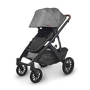 UPPAbaby Vista V2 Stroller - Greyson (Charcoal Melange/Carbon/Saddle Leather) + Travel Bag for Vista, V2, Cruz, V2