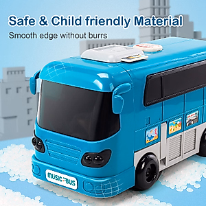 CUTE STONE Bus Car Toy, Kids Play Vehicle with Sound and Light, Simulation Steering Wheel, Musical School Bus Toy for Toddler, Educational Bus Driving Toy Gift for Toddlers Boys & Girls