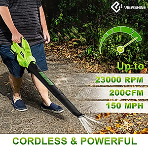 Leaf Blower Cordless with Battery & Charger, VIEWSHINE Battery Powered Leaf Blower, Electric Leaf Blower Cordless for Lawn Care, Leaves Cleaning