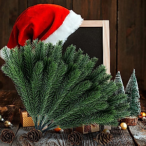 Alpurple 30Pcs Artificial Pine Needles Branches Garland-9.8x2.5 Inch Green Plants Pine Needles,Fake Greenery Pine Picks for DIY Garland Wreath Christmas Embellishing and Home Garden Decoration