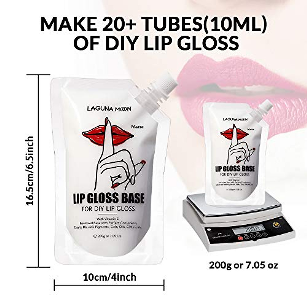 Matte Lip Gloss Base for DIY Lip Gloss Making Kit - 7.05oz Versagel with Vitamin E for Smooth, Hydrated & Moisturized Lips - Fragrance Free, Safe for Sensitive Skin - Supplies for Small Business