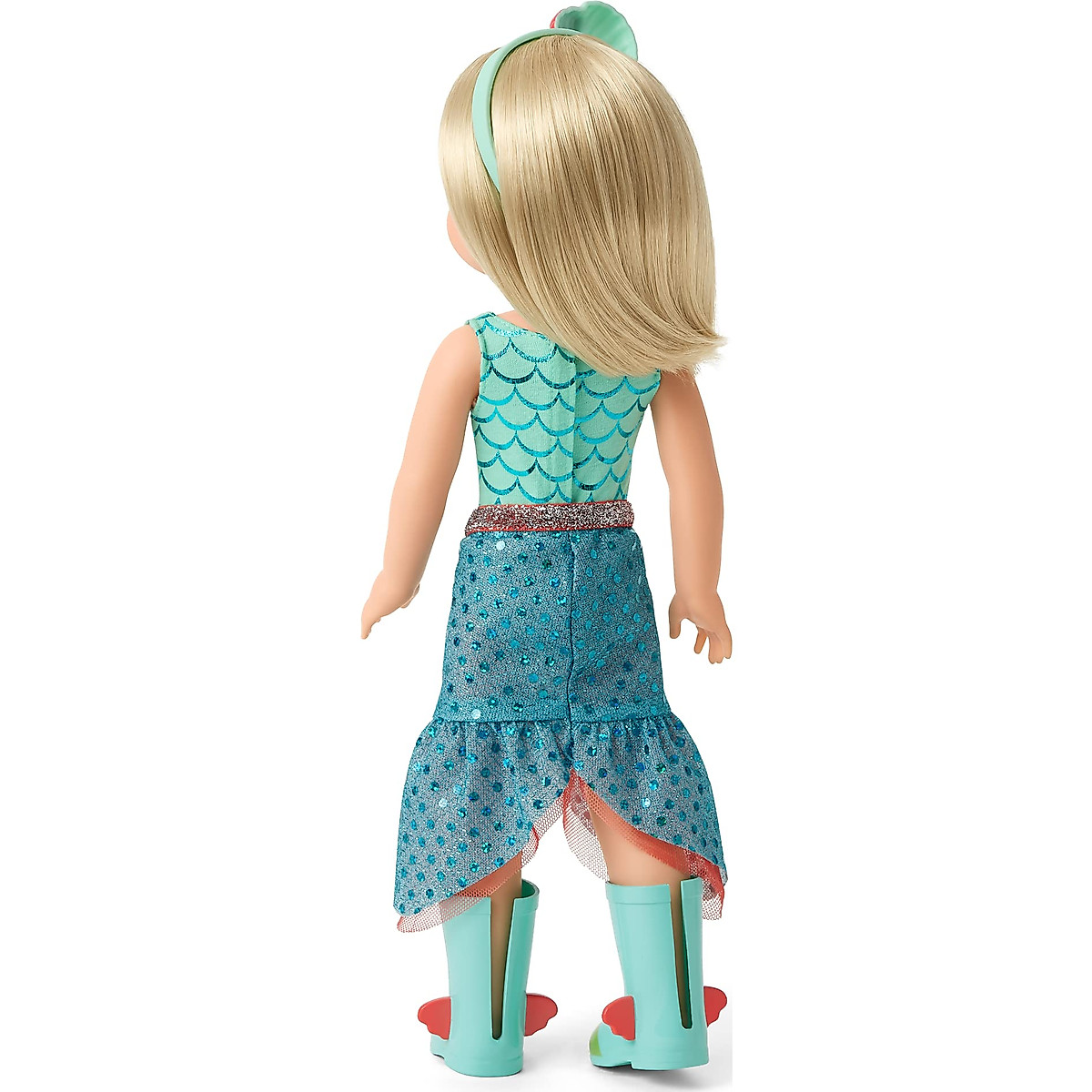 American Girl WellieWishers 14.5-inch Camille Doll with Blue Leotard, Mermaid Skirt, Headband, and Boots, For Ages 4+