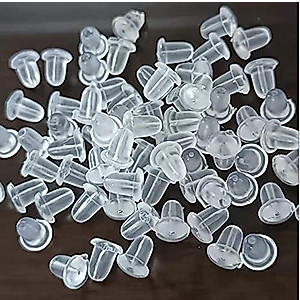 Plastic Earrings,Clear Plastic Earrings Clear Earrings Plastic Post Earrings Plastic Earring Posts and Earring Backs Silicone Earrings Clear Stud Earrings 100 Pairs Back Earrings and Blank Pins Stud…
