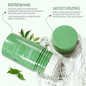moulis Green Tea Mask Purifying Clay Stick, 2 Pack Stick Blackhead Remover, Face Moisturizing, Oil Control, Deep Pore Cleaning for All Kind Skin Type Women Men 1.25 Ounce (Pack of 2)