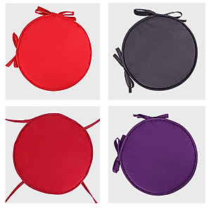 Garneck Round Chairs Seat Cushion Sponge Stool Pad Chairs Cover Slipcover with Rope Ties for 0ffice Home School Restaurant 38CM (Purple)