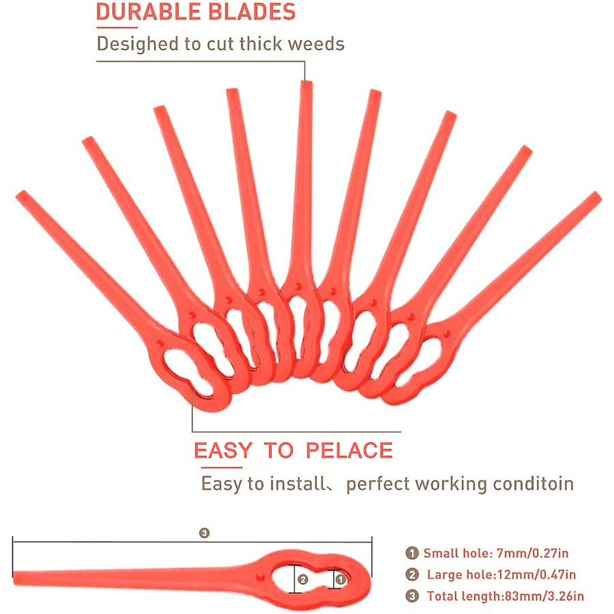 Hicello 100PCS Plastic Machine Trimming Blades, Mower Cutter Blade, Replacement for Cordless Grass Trimmer Brushcutter 4008 007 1000 Grass Cutter Tool