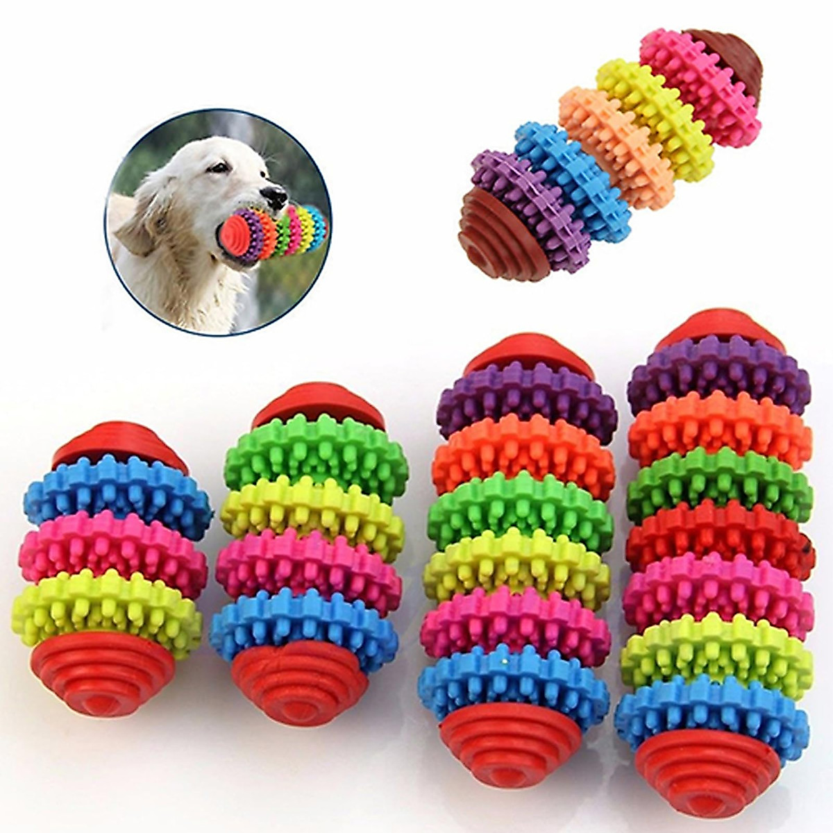 ulafbwur Pets Dogs Puppy Colorful Rubber Dental Teething Healthy Teeth Gums Chew Toy Flimikun