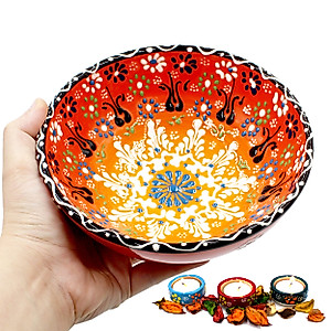 Küchengeräte 6.2" inc0 Hand-Painted Decorative Turkish Ceramic Bowl - Handcrafted Serving Bowl For Snacks Salad Noodle Cereal Rice Soup Pasta Serving - Best Gift Set