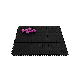 IncStores 5/8 Inch Thick Evolution Rubber Interlocking Floor Tiles | Flexible Rubber Floor Tiles for a Stronger and Safer Basement, Home Gym, Shed, or Trailer | Diamond Plate, 5 Pack