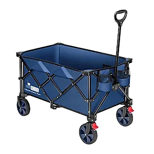 VIVOHOME Heavy Duty 880 Lbs Capacity Mesh Steel Garden Cart Folding Utility Wagon with Removable Sides and Wheels (Green) and Upgraded Heavy Duty 180 Lbs Collapsible Foldable Wagon Patio Garden Cart