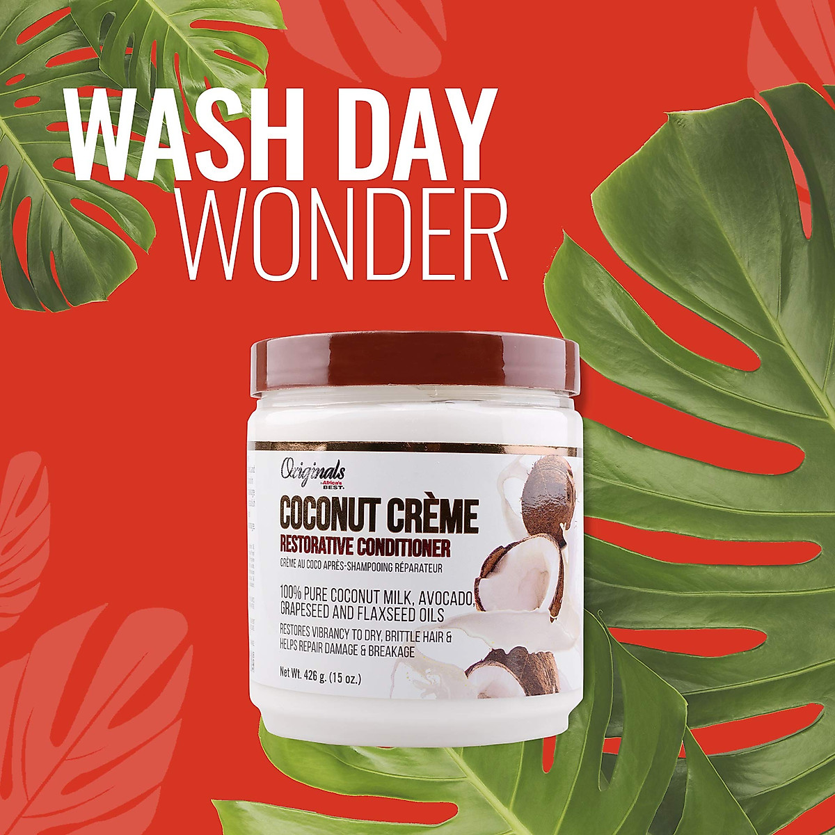 Africa's Best Originals by Crème Restorative Hair Conditioner Restores Vibrancy to Dry Brittle Hair Repairs Damage and Breakage 15 oz, green, coconut, 1 Count