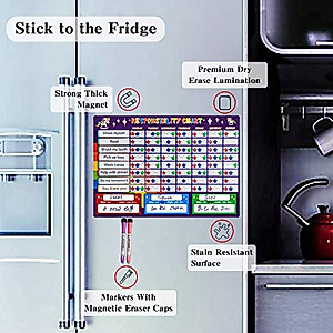 Magnetic Chore Chart, Responsibility Reward Chart for Multiple Kids Toddlers Unicorn Good Behavior Reward Chart for Fridge at Home Gift for Children - Dry Erasable, Purple