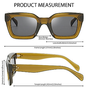 Dollger Retro Square Sunglasses for Women Trendy Classic Thick Square Green Frame Sunglasses UV400 Protection