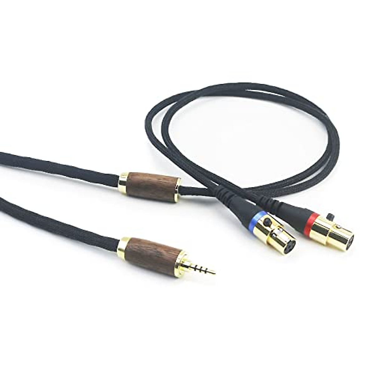 NewFantasia 2.5mm Balanced Cable 6N OCC Copper Silver Plated Cord 2.5mm Trrs Balanced Male Compatible with Audeze LCD-2, LCD-4, LCD-3, LCD-X, LCD-XC Headphones Walnut Wood Shell 2.1m