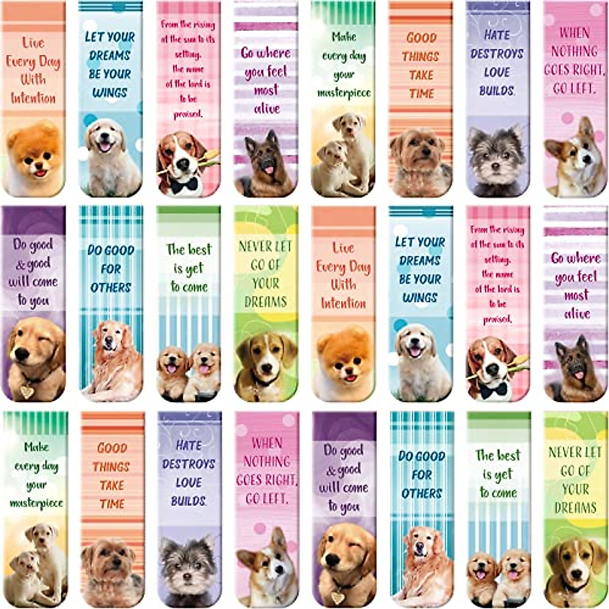 24 Pieces Magnetic Bookmarks Magnet Page Markers Inspirational Bookmark with Scripture and Inspiration Quotes Assorted Book Markers Set for Students Teachers Reading Supplies Puppy Faces
