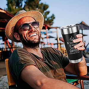 Boyfriend Gifts from Girlfriend - 20 Ounce Engraved Black Stainless Steel Insulated Travel Mug, Unique Valentines Day, Anniversary or Birthday Gifts for Him from Girlfriend, Gift Idea for boyfriend
