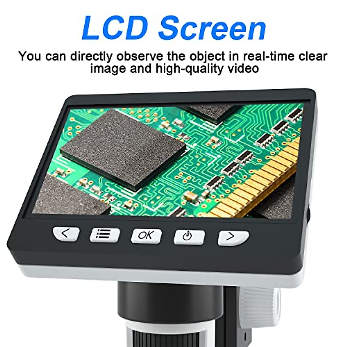 CIMELR LCD Digital Microscope 4.3 inch Handheld USB Microscope 50X-1000X Magnification PCB Coin Soldering Microscope Video Camera for Adults/Kids - 8 LED Lights, SD Card Included,Windows Compatible
