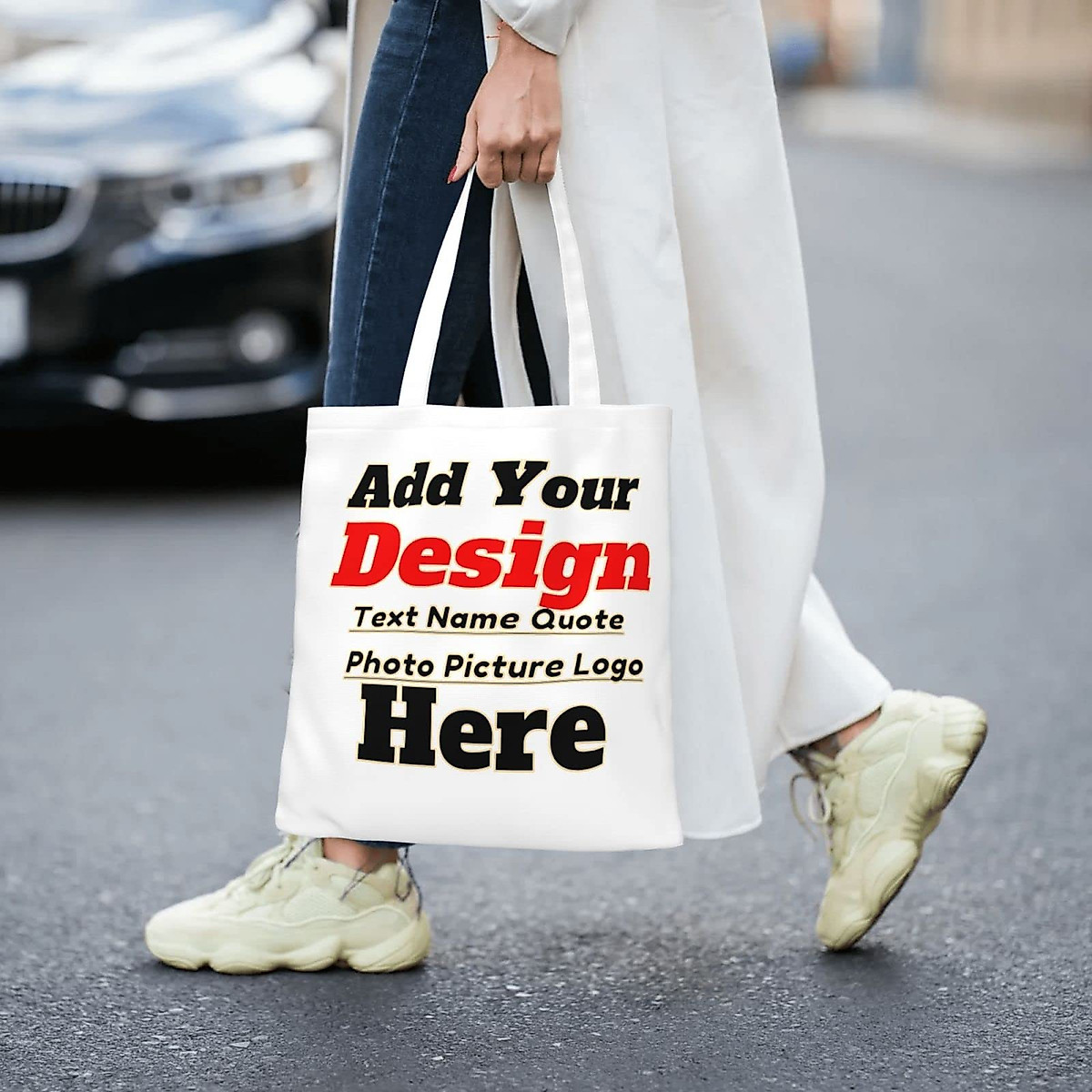 Customize Tote Bag Custom Canvas Tote Shopping Bag Your Own Logo Picture Text Name Personalized Gifts For Business Travel Birthday Wedding Holiday