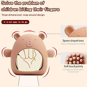 Baby Teething Toys,Baby Teether,Vcnoeo Anti-Drop Wrist Teether, Chewing Toys Suitable for Babies Over 3 Months Old,for Soothing Teething Pain (Caramel)