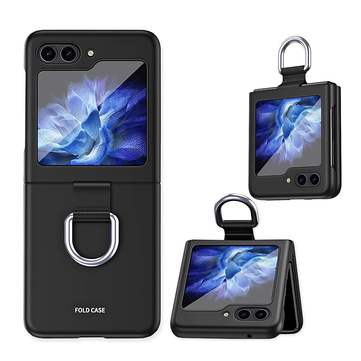 Kowauri for Samsung Galaxy Z Flip 5 5G Case with Ring,Slim Anti-Fall Shockproof Protective Phone Cover Case for Samsung Galaxy Z Flip 5 5G 2023 (Black)